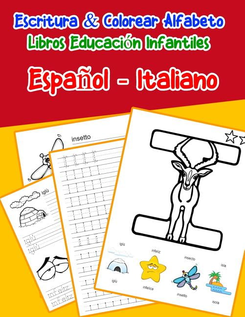 Libros Infantiles Abecedario Espanol: Español - Italiano: Escritura ...