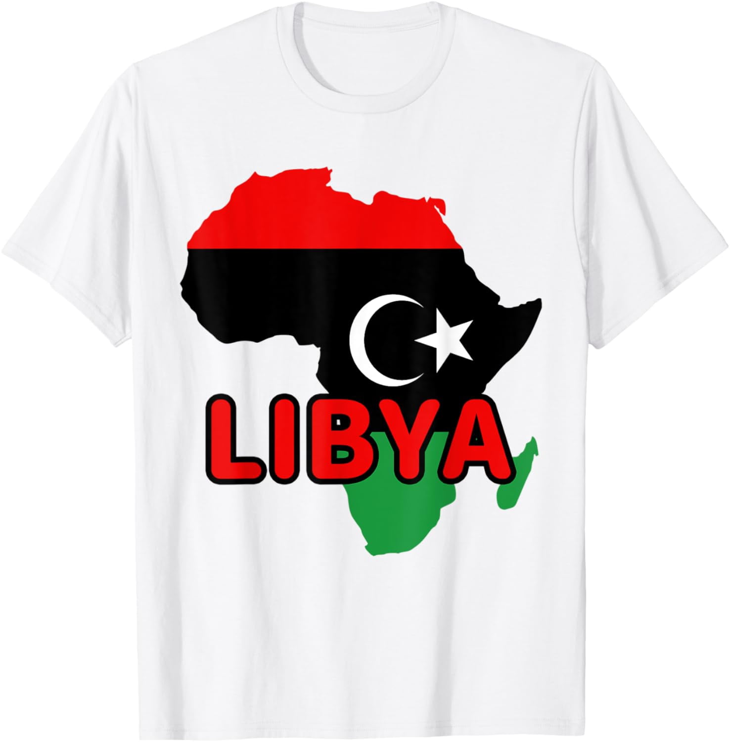 Libya Libyan Pride Flag Map Africa Print T-Shirt - Walmart.com