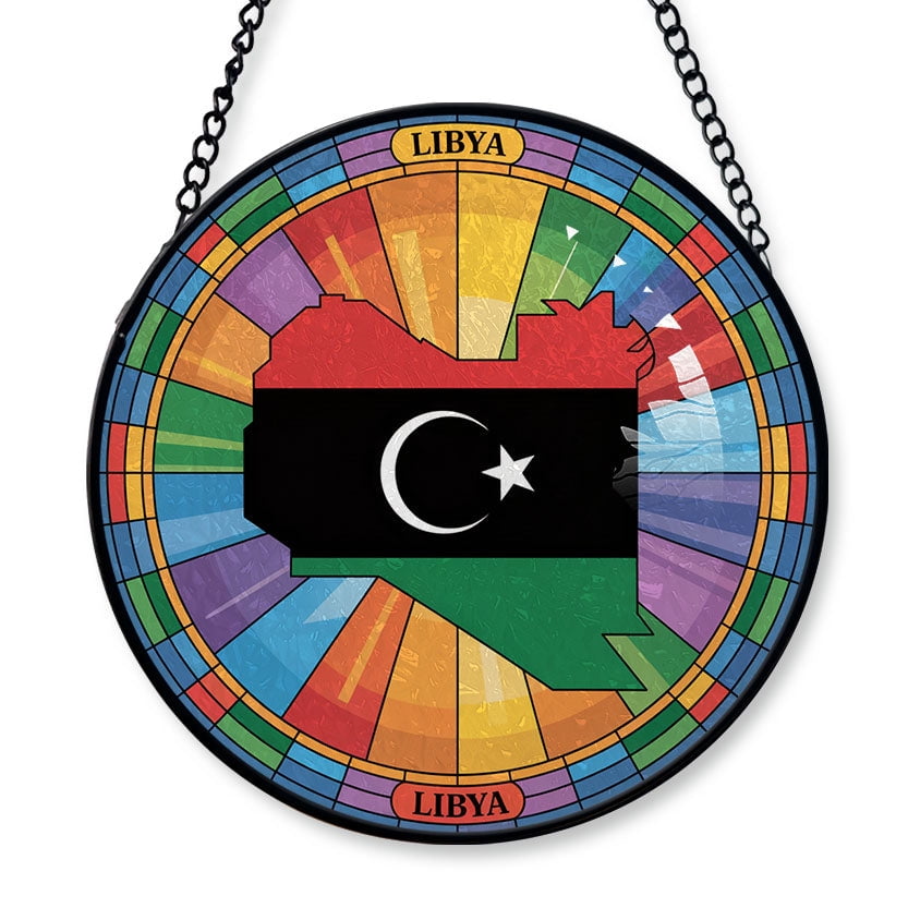 Libya Travel Decor Suncatcher Stained Glass Window Hanging, Gift for ...