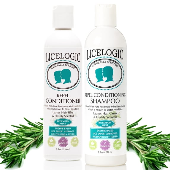 LiceLogic Head Lice Prevention Shampoo and Conditioner - Rosemary Mint ...