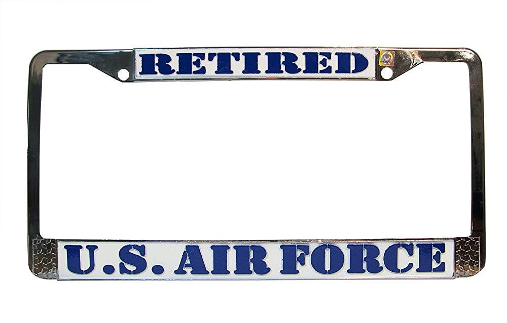retired us air force license plate frame chrome metal car "made in the ...