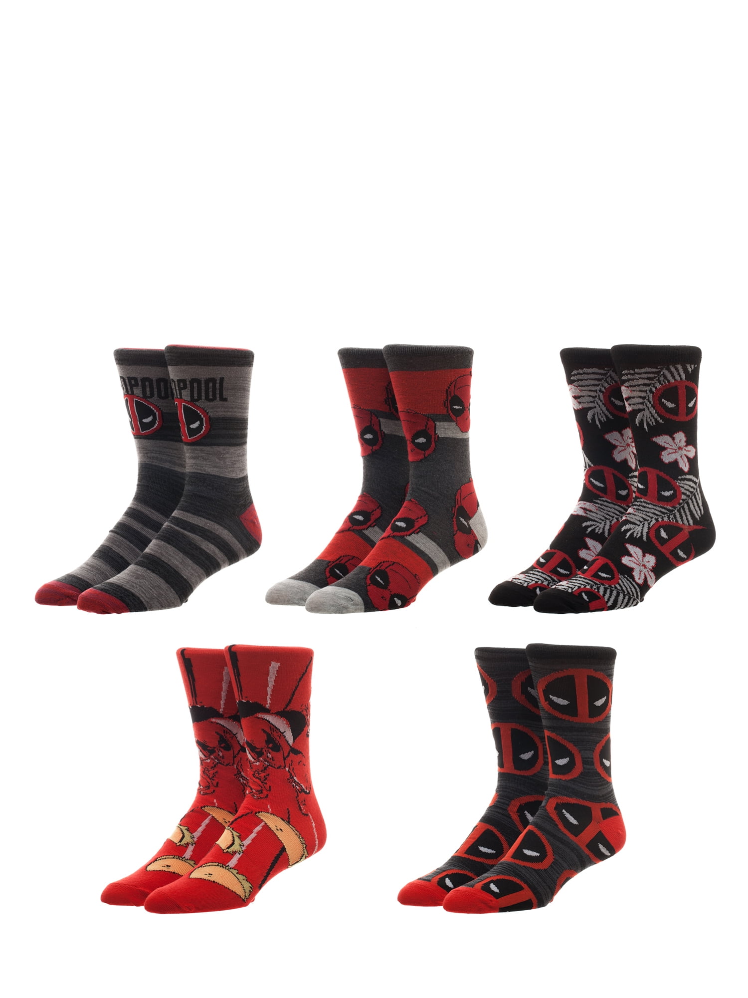 License Men's Deadpool Crew Socks 5-Pack - Walmart.com