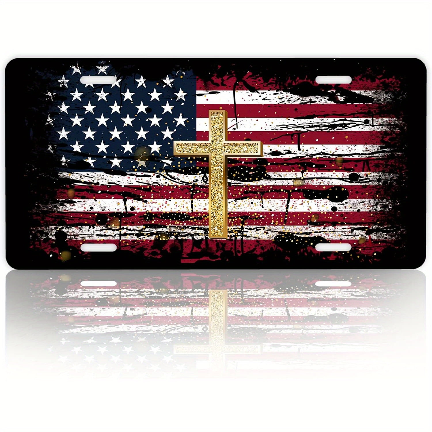 License Plate, American Flag Jesus Cross License Plates Decorative Car ...