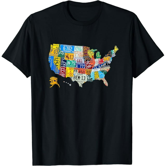 License Plate American Flag US Map Art American Map Shirt T-Shirt ...