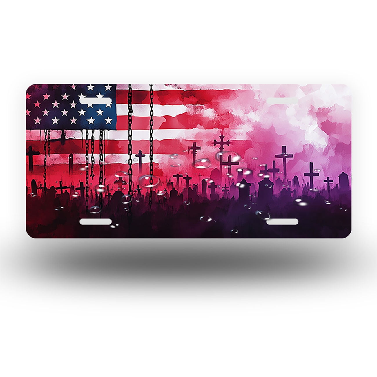License Plate,American Flag over Cemetery Decorative Front,Personalized ...