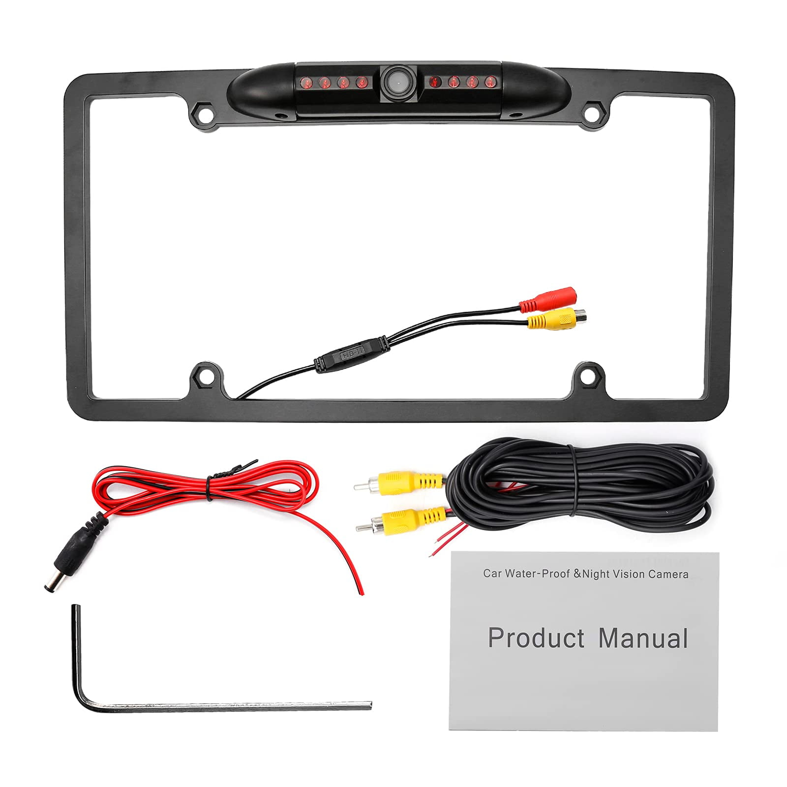 License Plate Backup Camera, Night Vision Rear View Camera with 8 LEDs ...