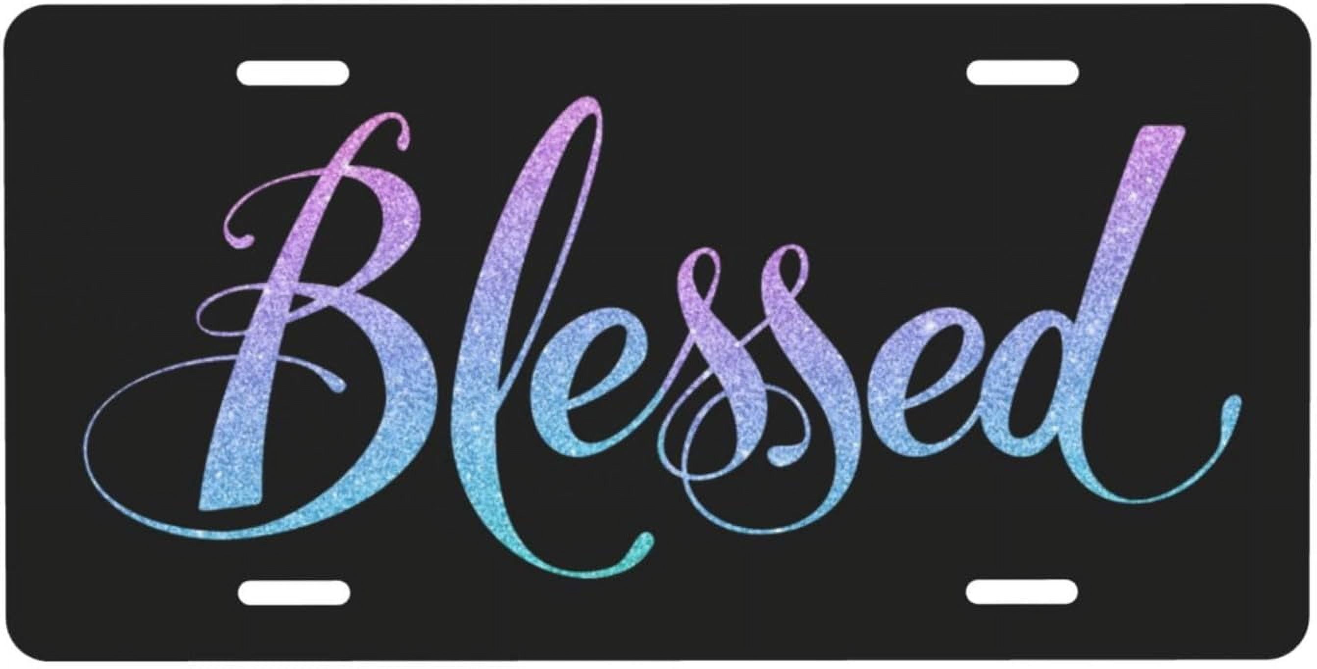 License Plate Blessed Car Tag Black Background - Decorative Front ...