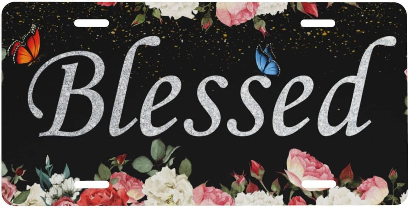 License Plate,Blessed Decorative Car Front,Metal Car Plate,License ...