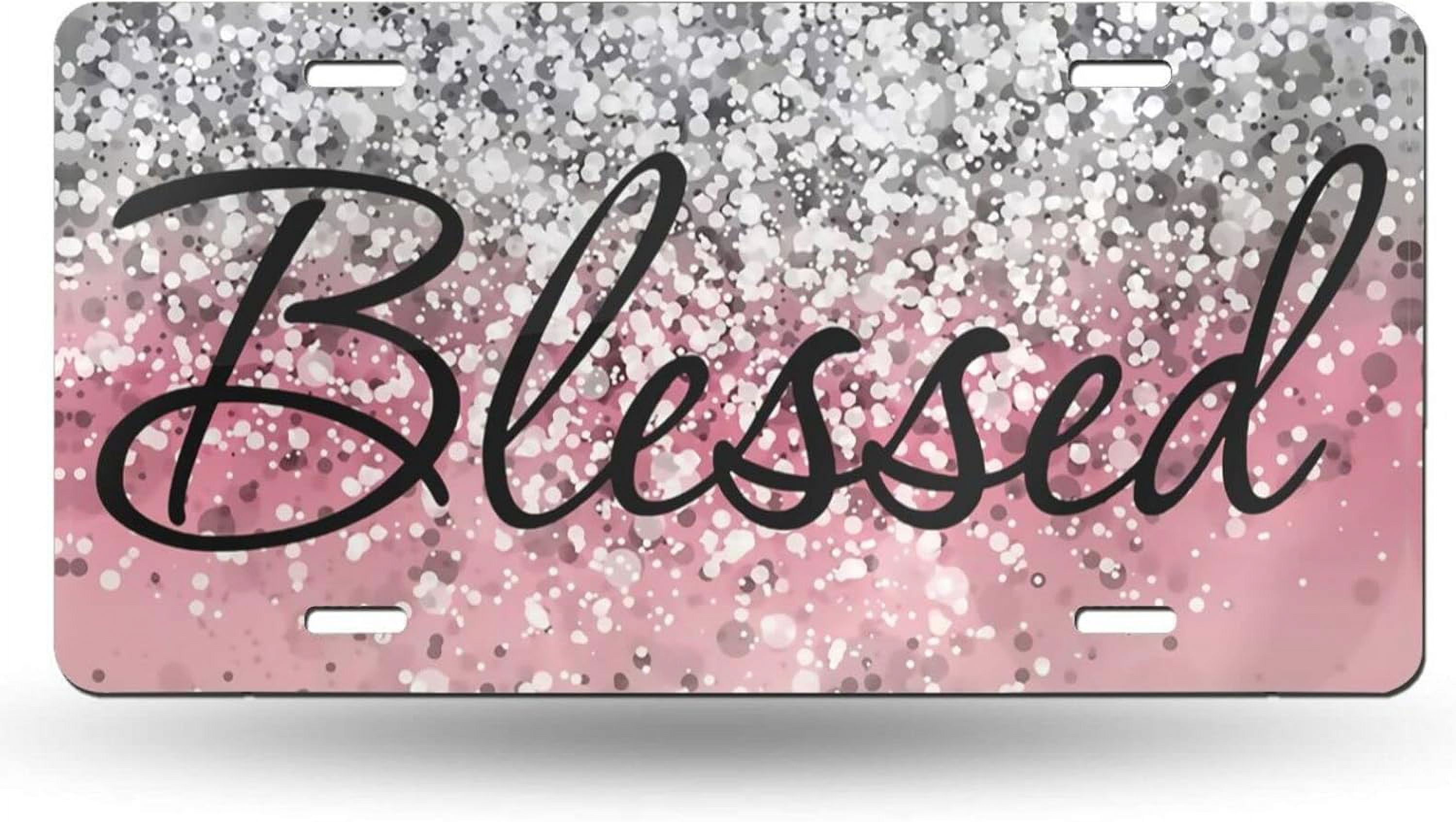 License Plate Blessed Glitter Decorative Car Front,Metal Car Plate ...