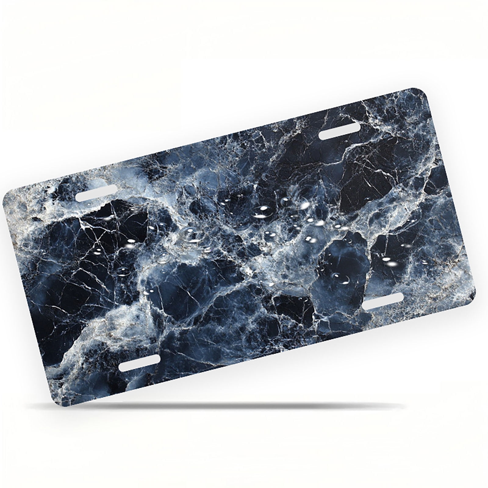 License Plate, Blue Marble Texture Decorative Front,Personalized ...