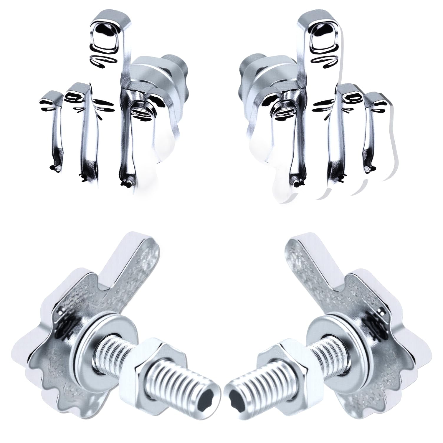 License Plate Bolts, 4 RRF12 pcs Universal Finger Style Stainless Steel ...