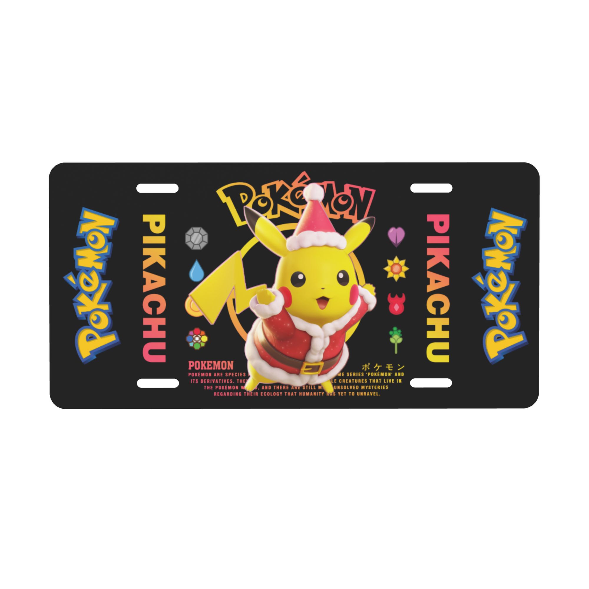 License Plate, Car Front Pikachu License Plates With 4 Holes, Metal Car ...