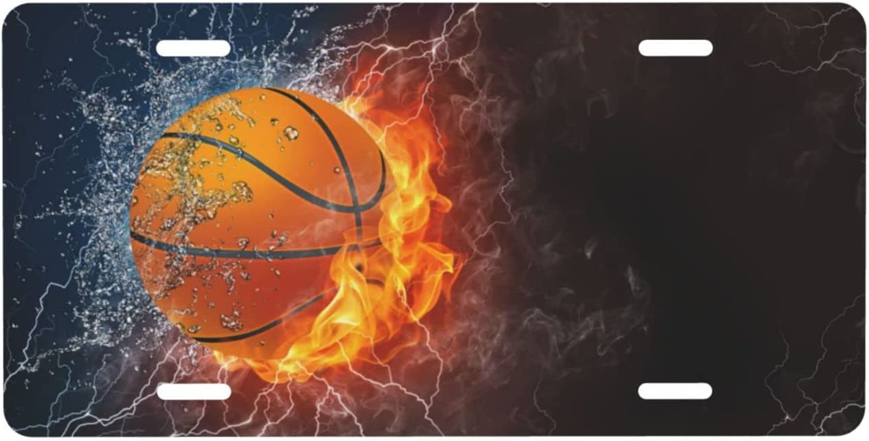 License Plate Car Front Tag,Fire Water Basketball Lightening Decorative ...