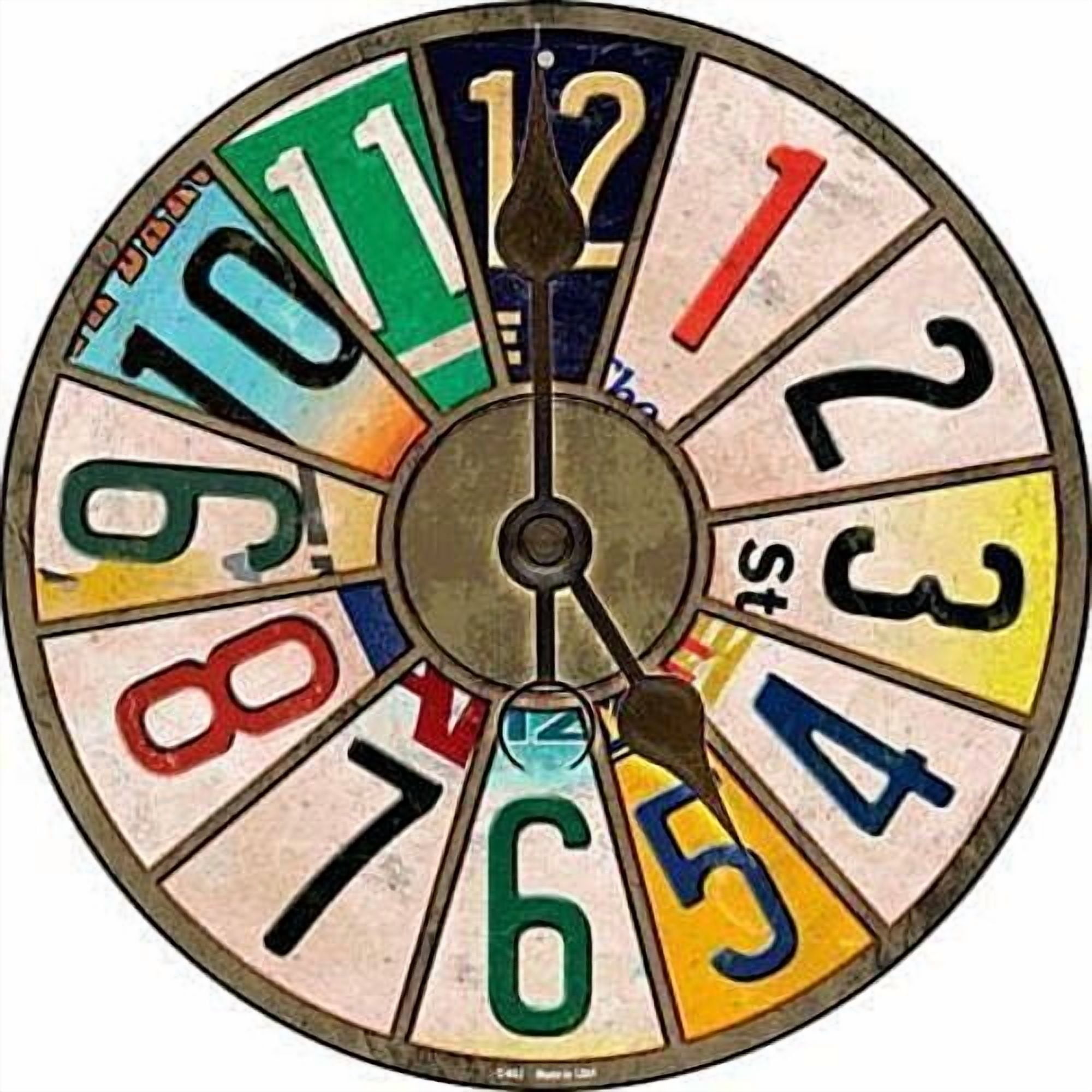 License Plate Clock Round Metal Sign Novelty 5 O'Clock Somewhere Retro ...