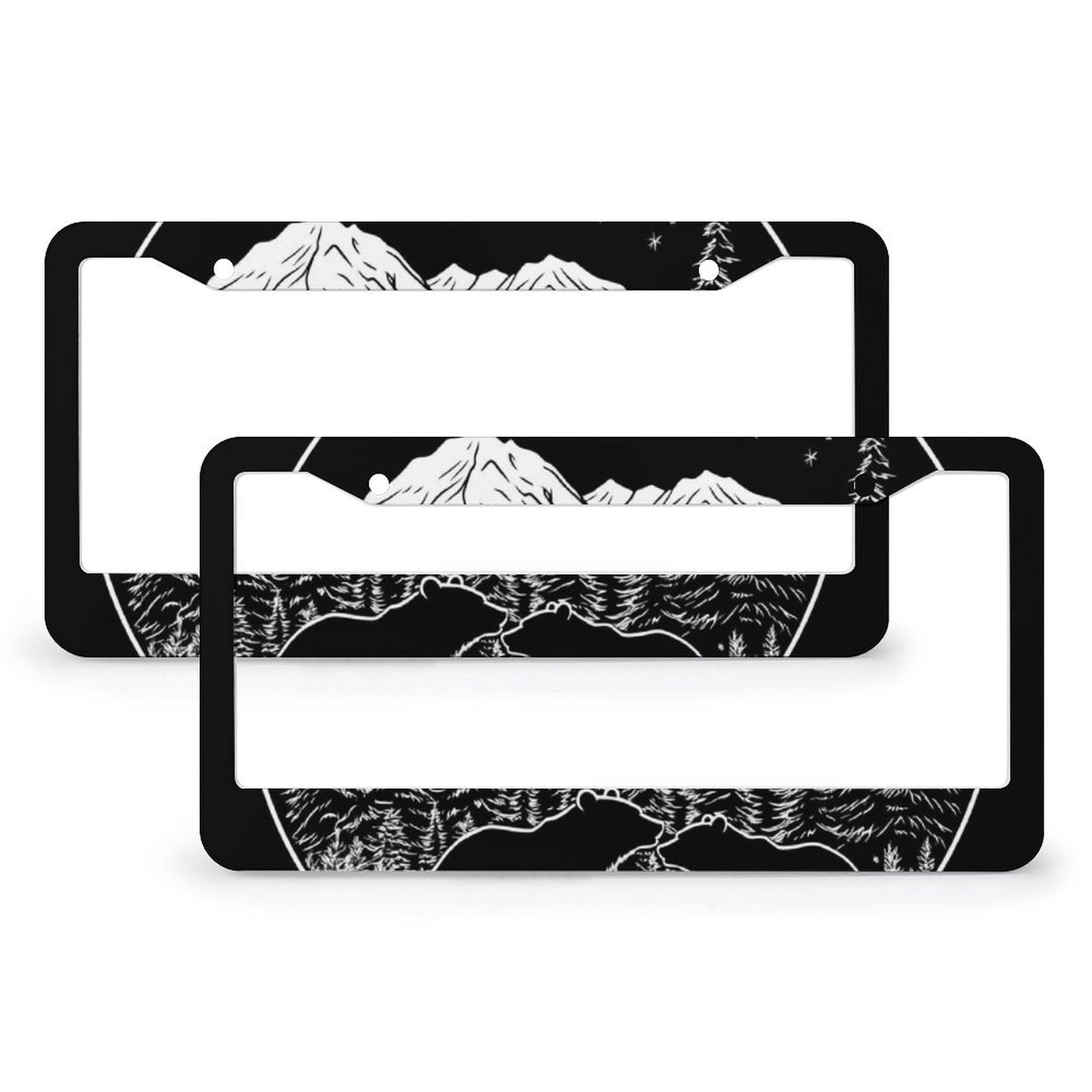 License Plate Cover Bear With Mountains And Trees Auto Car Accessories ...
