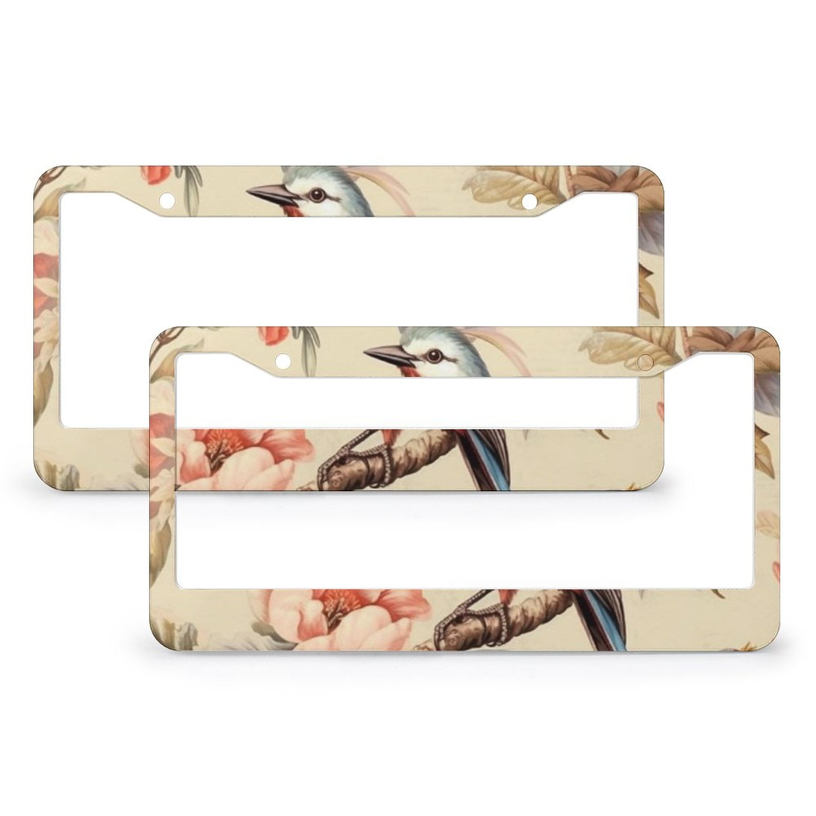 License Plate Cover Bird And Floral License Plate Cover Frame 2 Pack ...