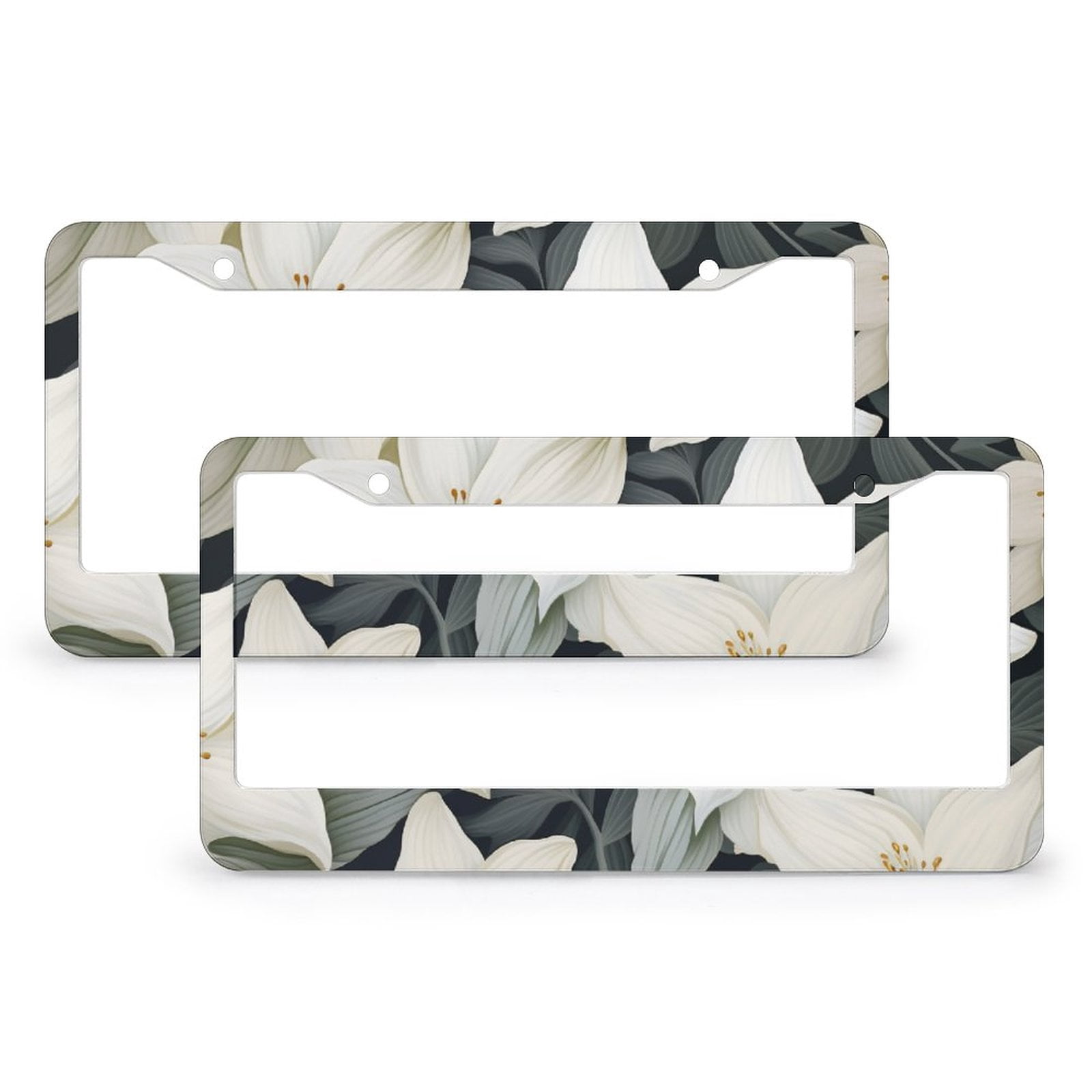 License Plate Cover Blooming Delight White Flower Funny License Plates ...