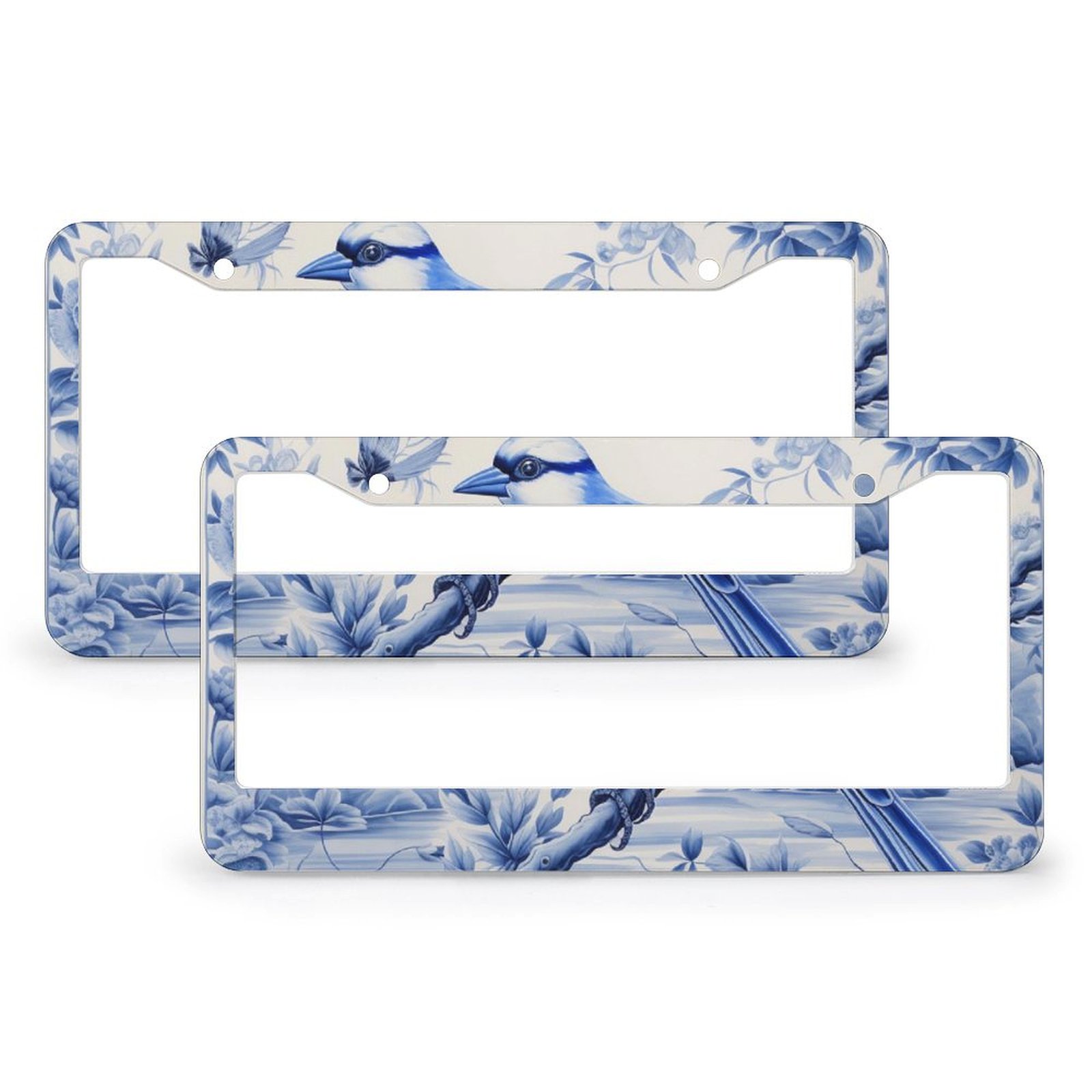License Plate Cover Blue And White Tile with Bird Auto Car Accessories ...