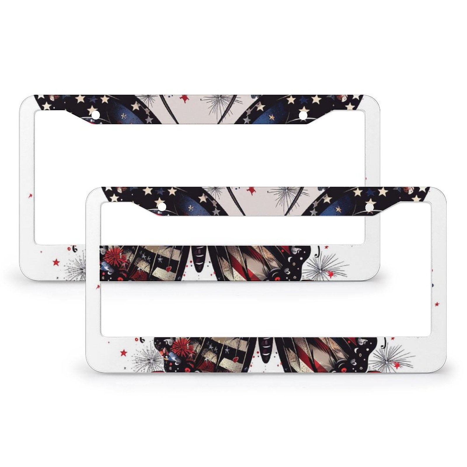 License Plate Cover Butterfly with American Flag Fireworks And Roses ...