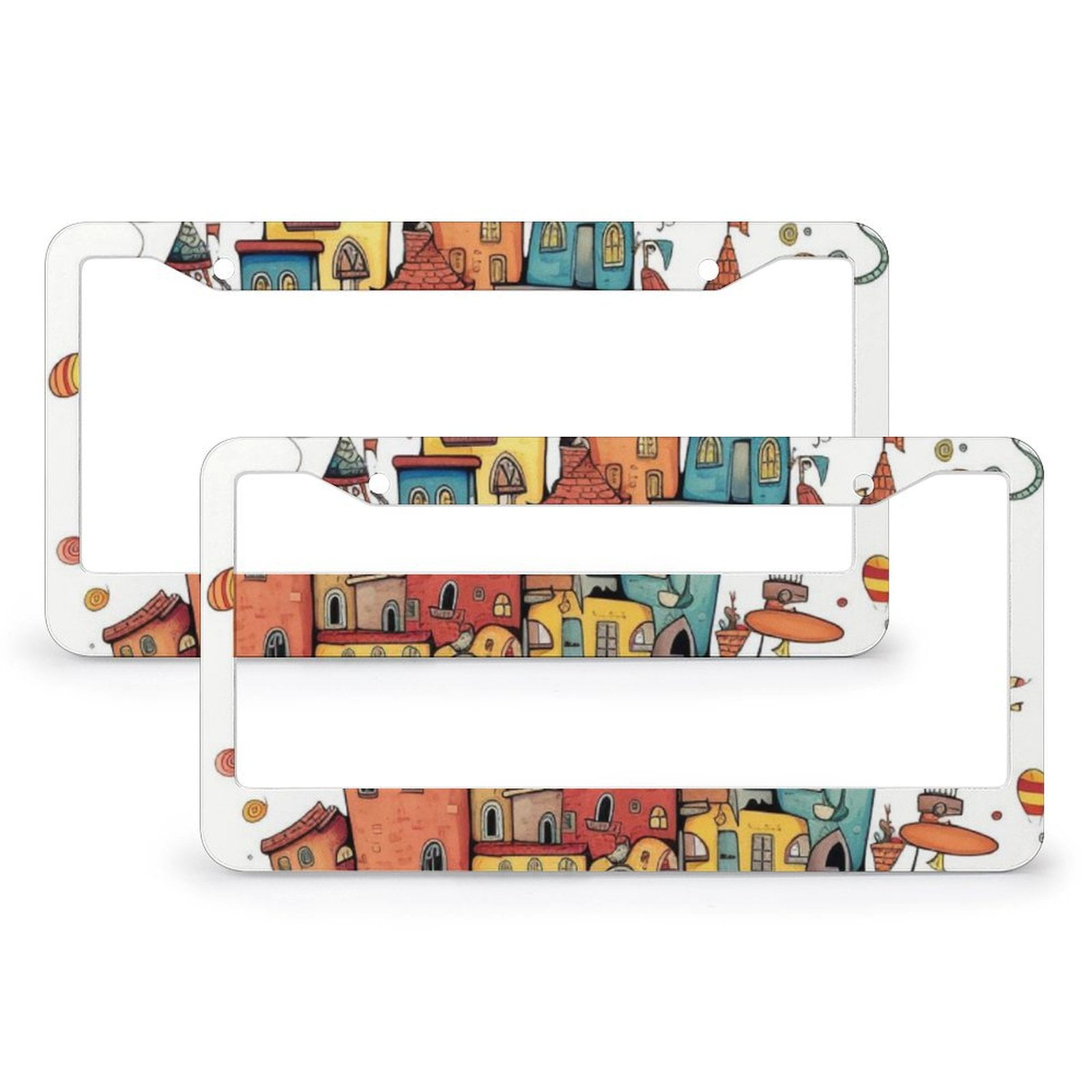 License Plate Cover Cartoons House Car Tags Frames Holder 2 Pieces ...