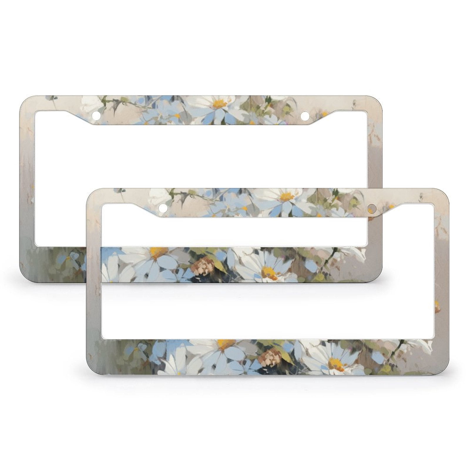 License Plate Cover Colorful Daisy Flowers Oil Painting Funny License ...