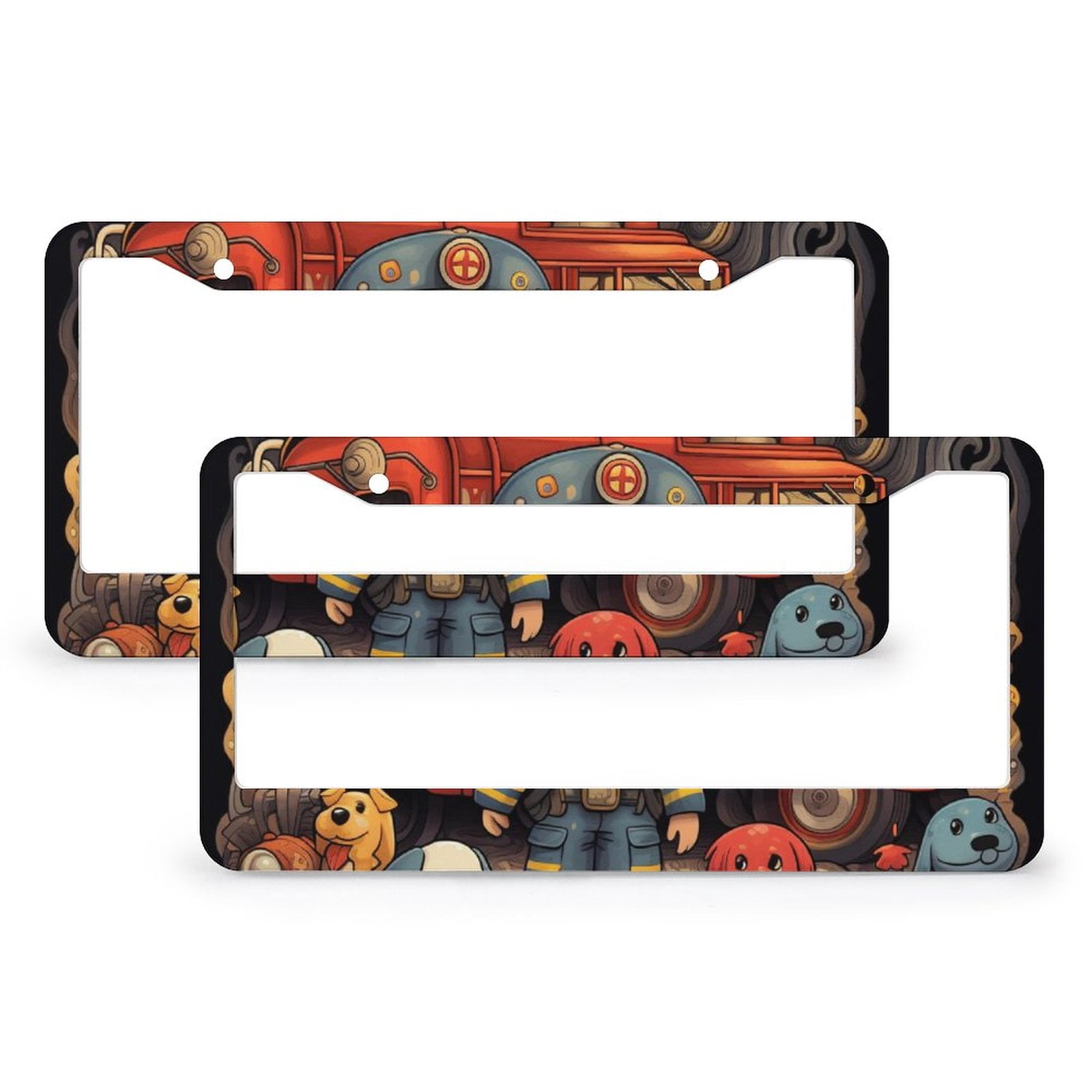 License Plate Cover Fireman with Dog License Plate Frame License Plate ...