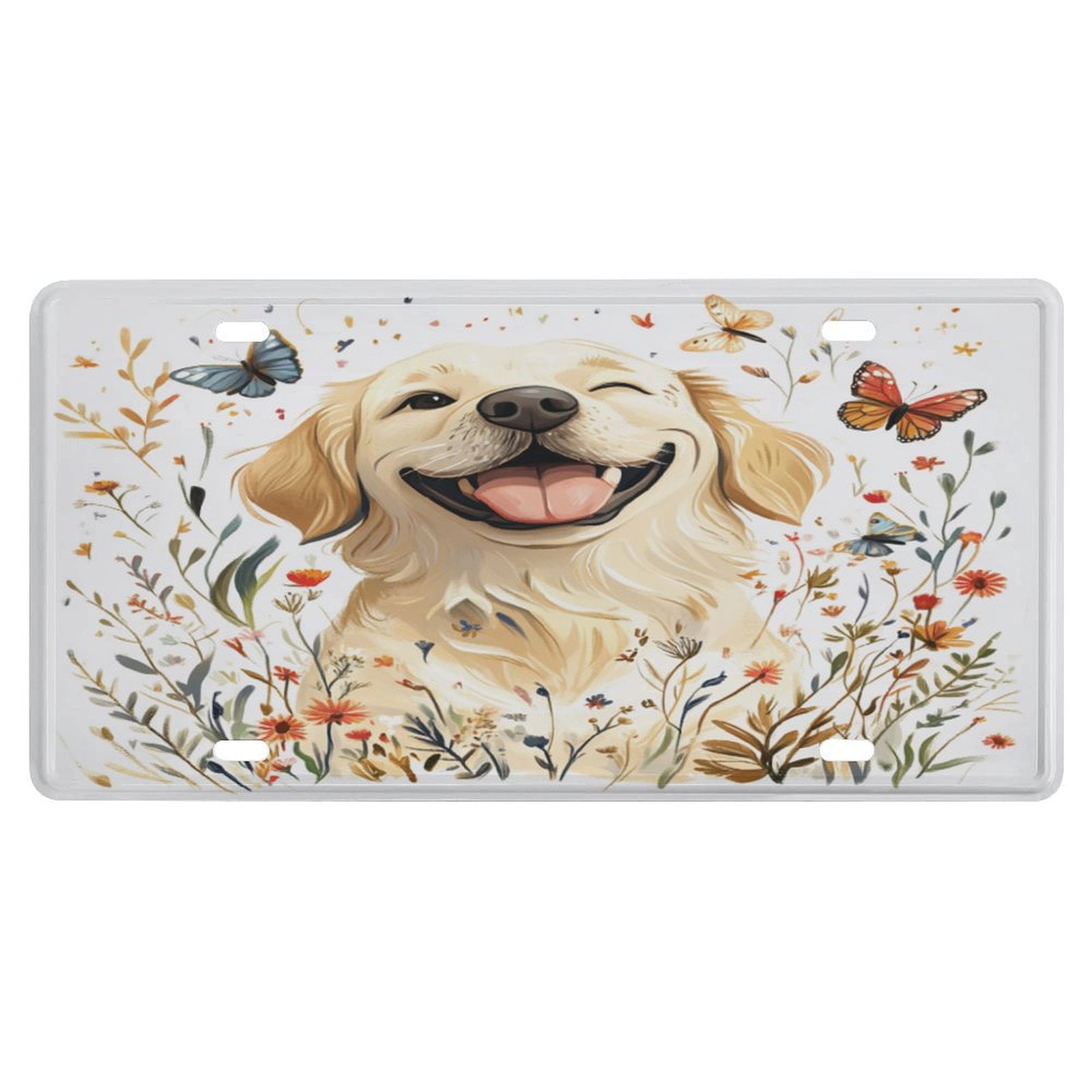 License Plate Cover Floral Golden Retriever Dog Lovely Animals Dog ...