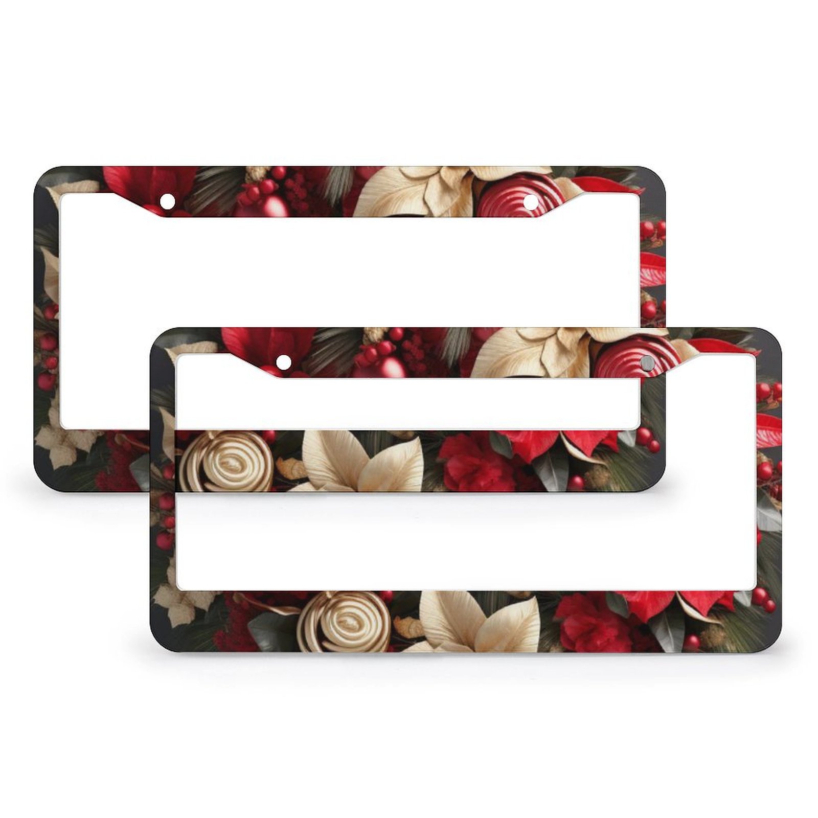 License Plate Cover Floral Merry Christmas Wreath Car Tags Frames ...