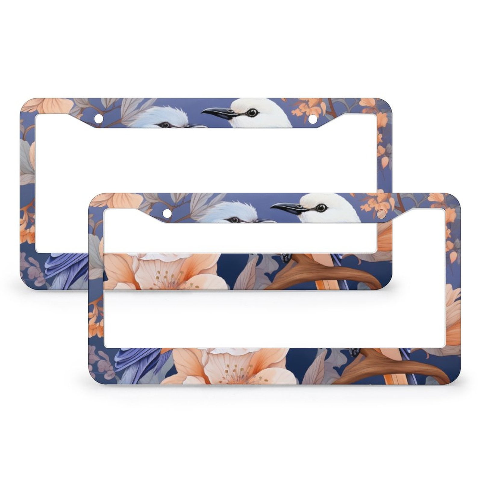 License Plate Cover Floral Pattern with Birds And Flowers License Plate ...