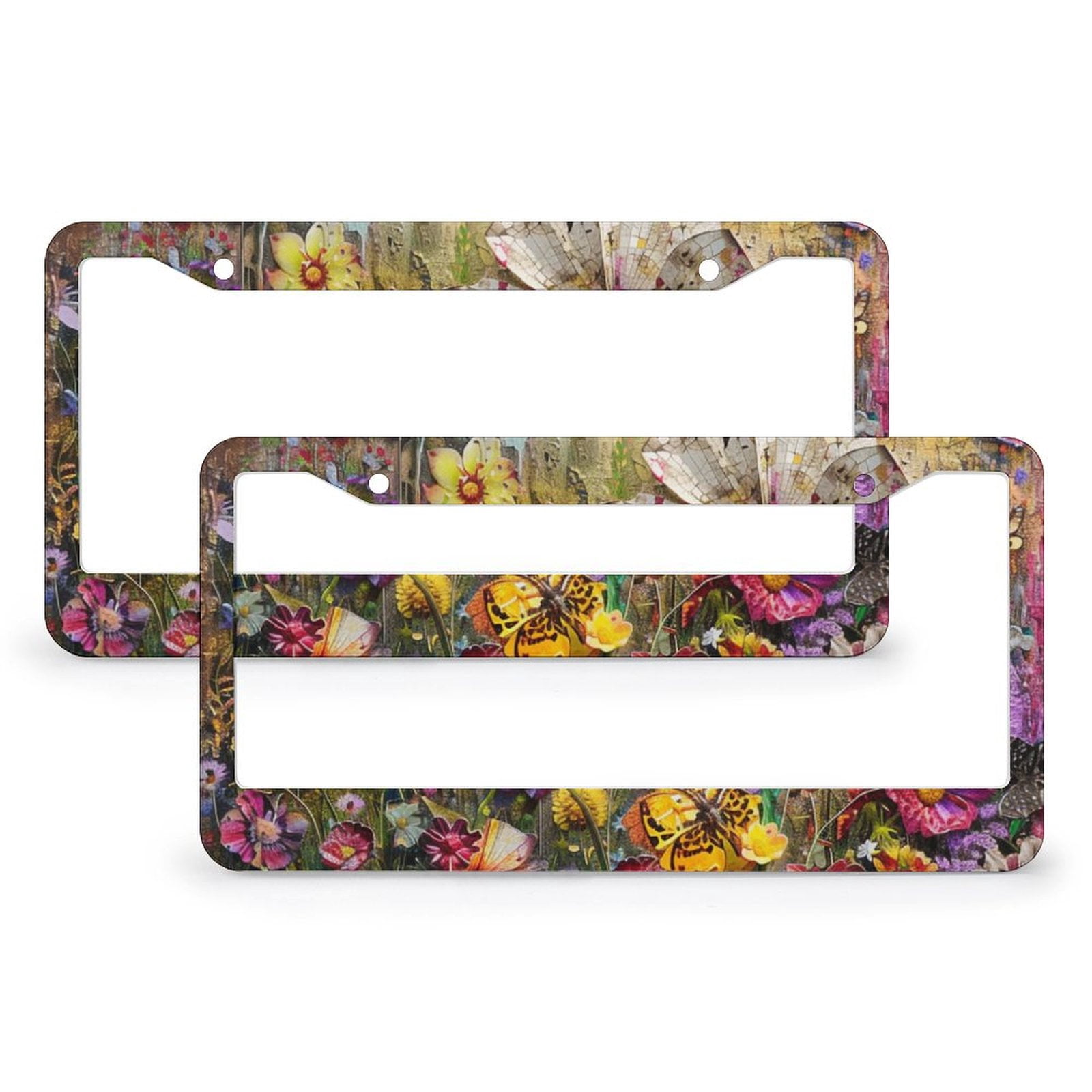 License Plate Cover Flower Butterflies In A Field Auto Decorative ...