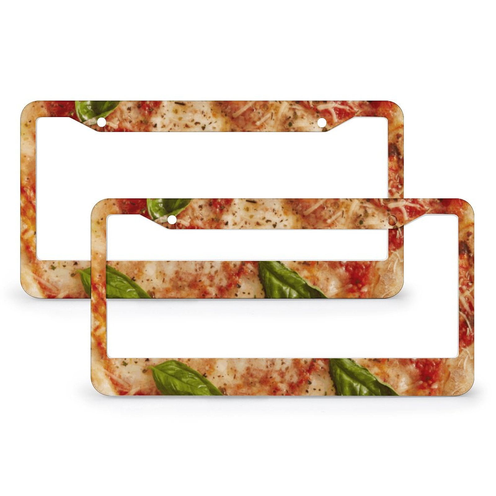 License Plate Cover Funny Food Pizza Realistic Print Car Accessories 2 ...