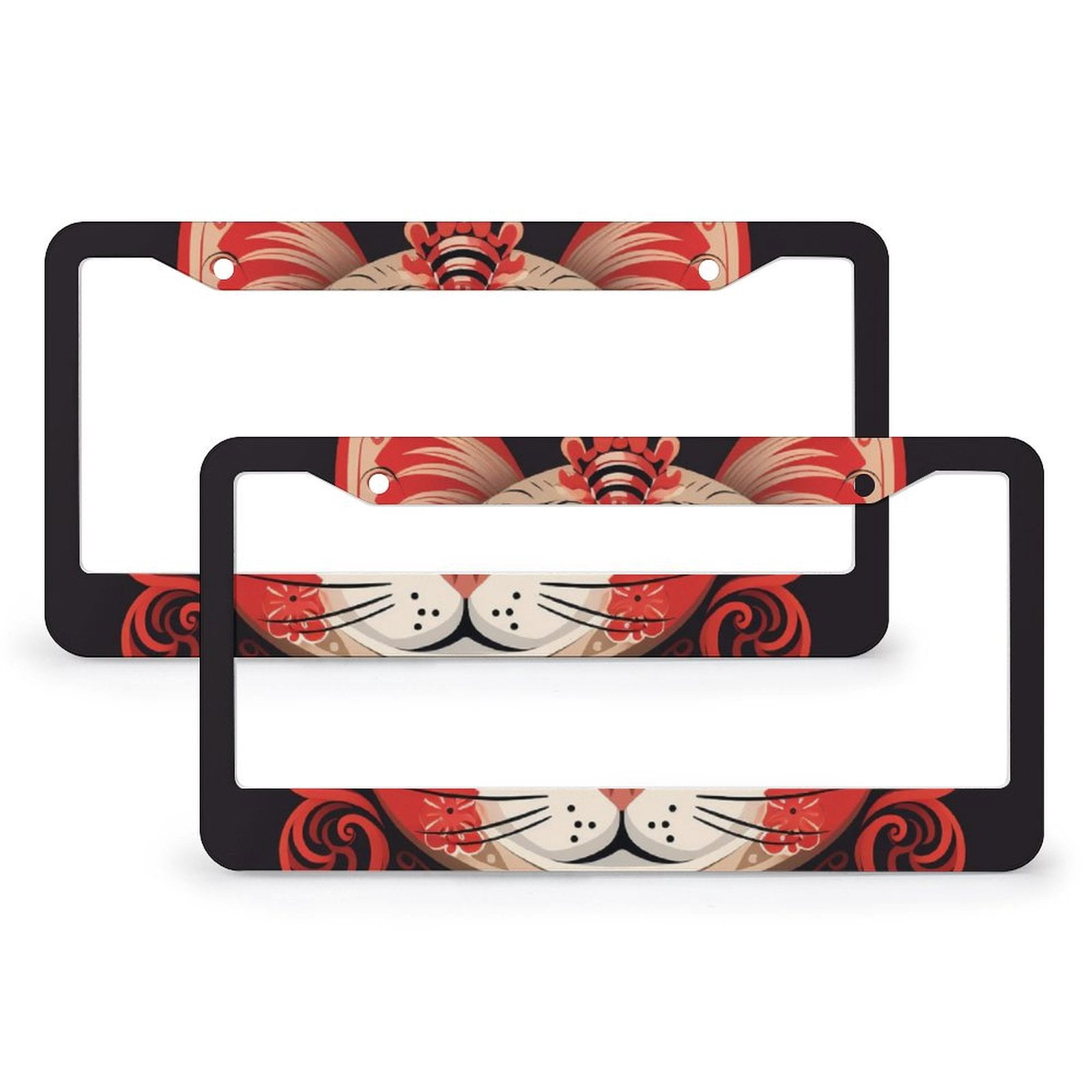 License Plate Cover Meowing Christmas Cat Art License Plate Frames ...