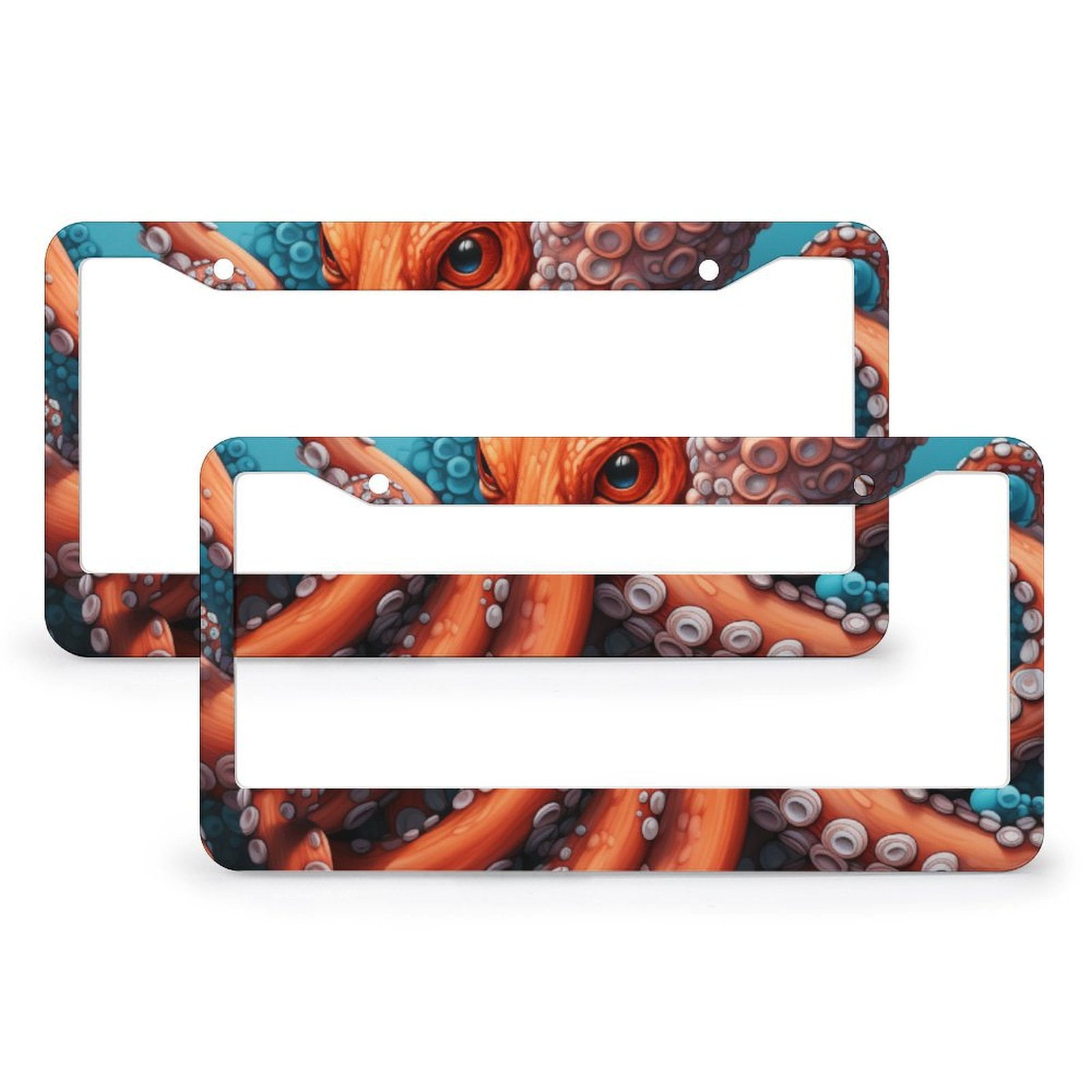 License Plate Cover Orange Octopus Car License Plate Frame 2 Pieces ...