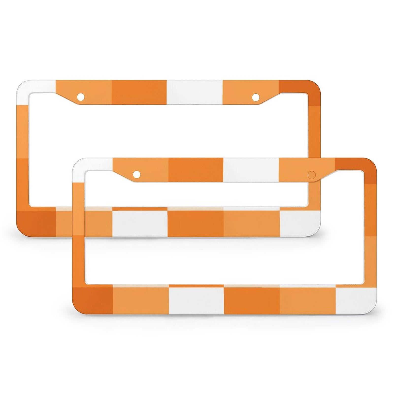 License Plate Cover Orange And White Checkered License Plate Cover ...