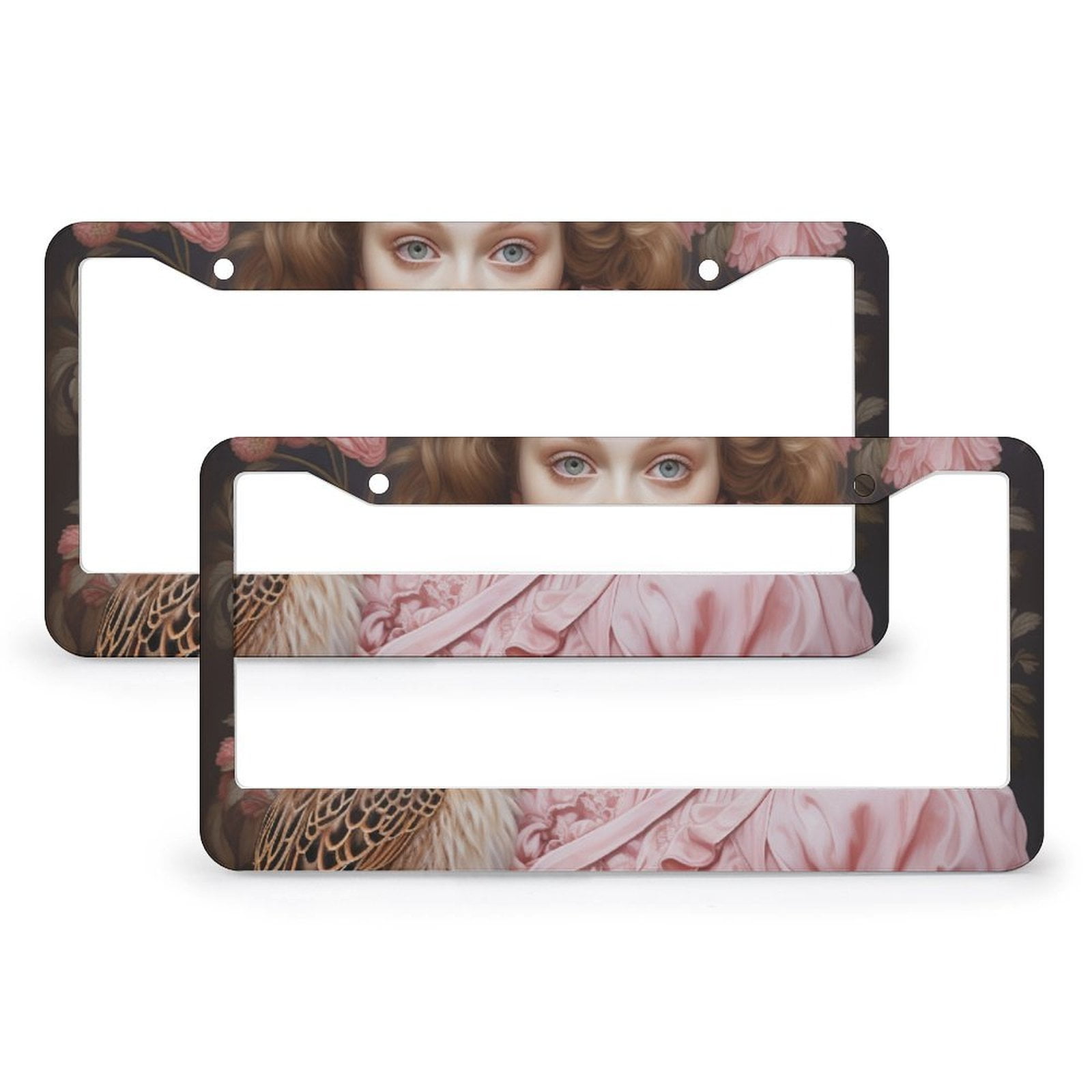 License Plate Cover Pink Girl With Owl Car Tags Frames Holder 2 Pieces ...