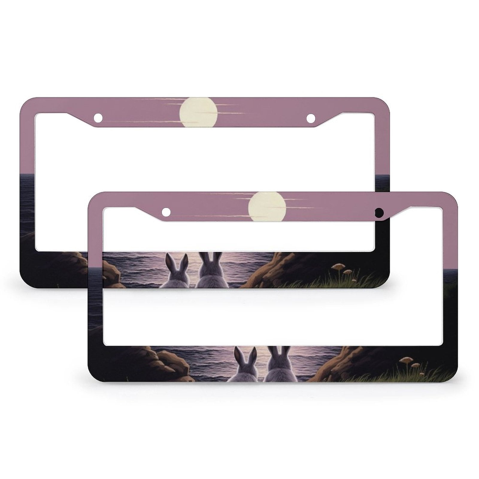 License Plate Cover Rabbit In Full Moon Night Car Accessories 2 PCS ...