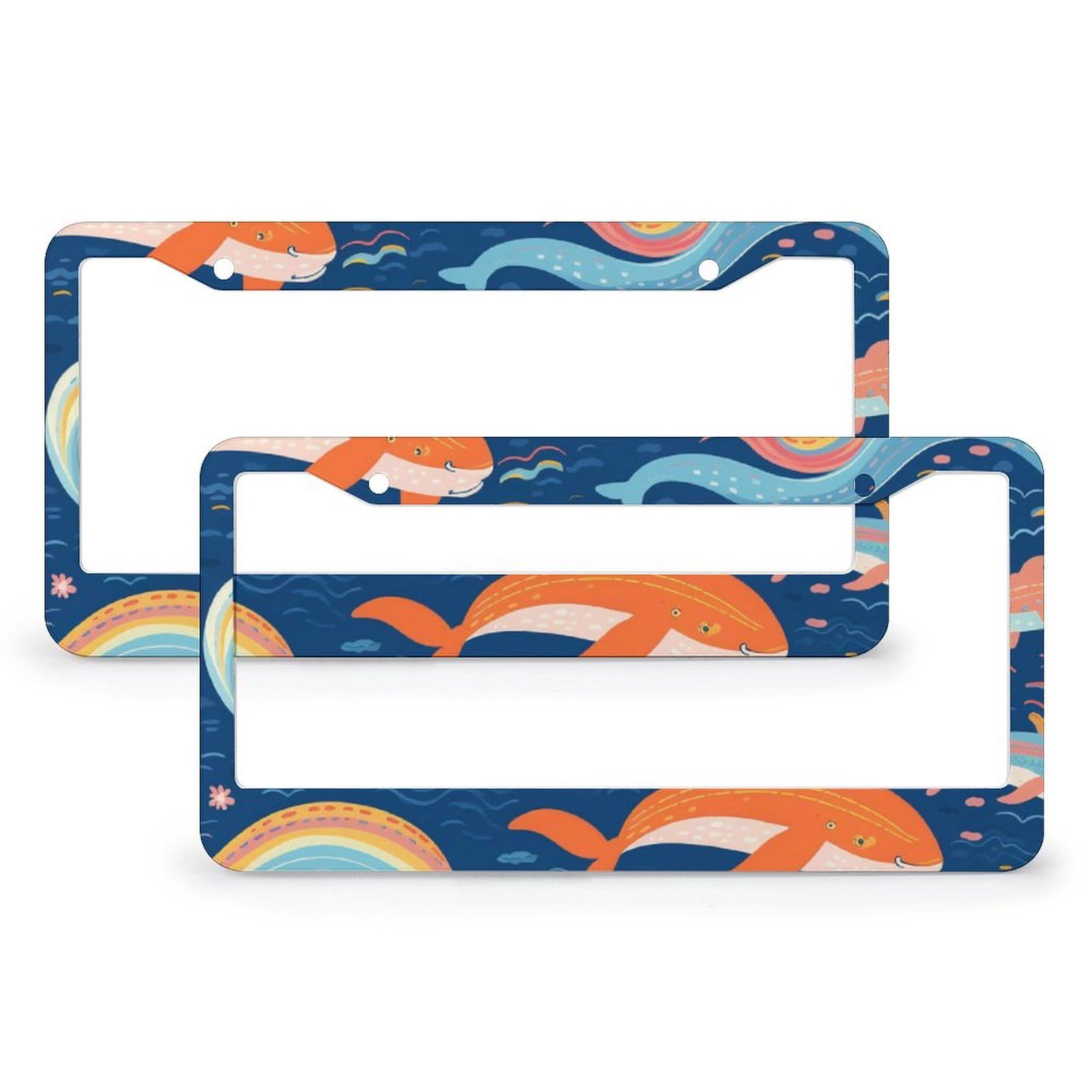 License Plate Cover Small Whales With Rainbows And Clouds License Plate ...