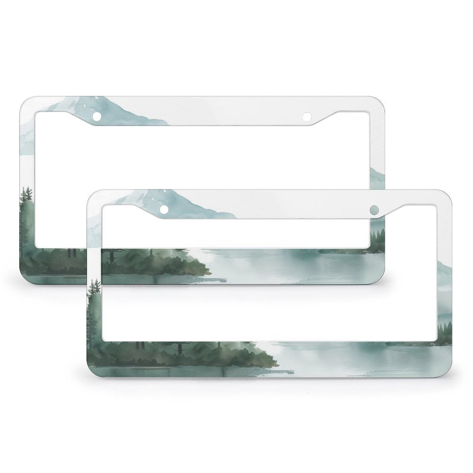 License Plate Cover Watercolor Beautiful Mountains And Trees Car Front ...