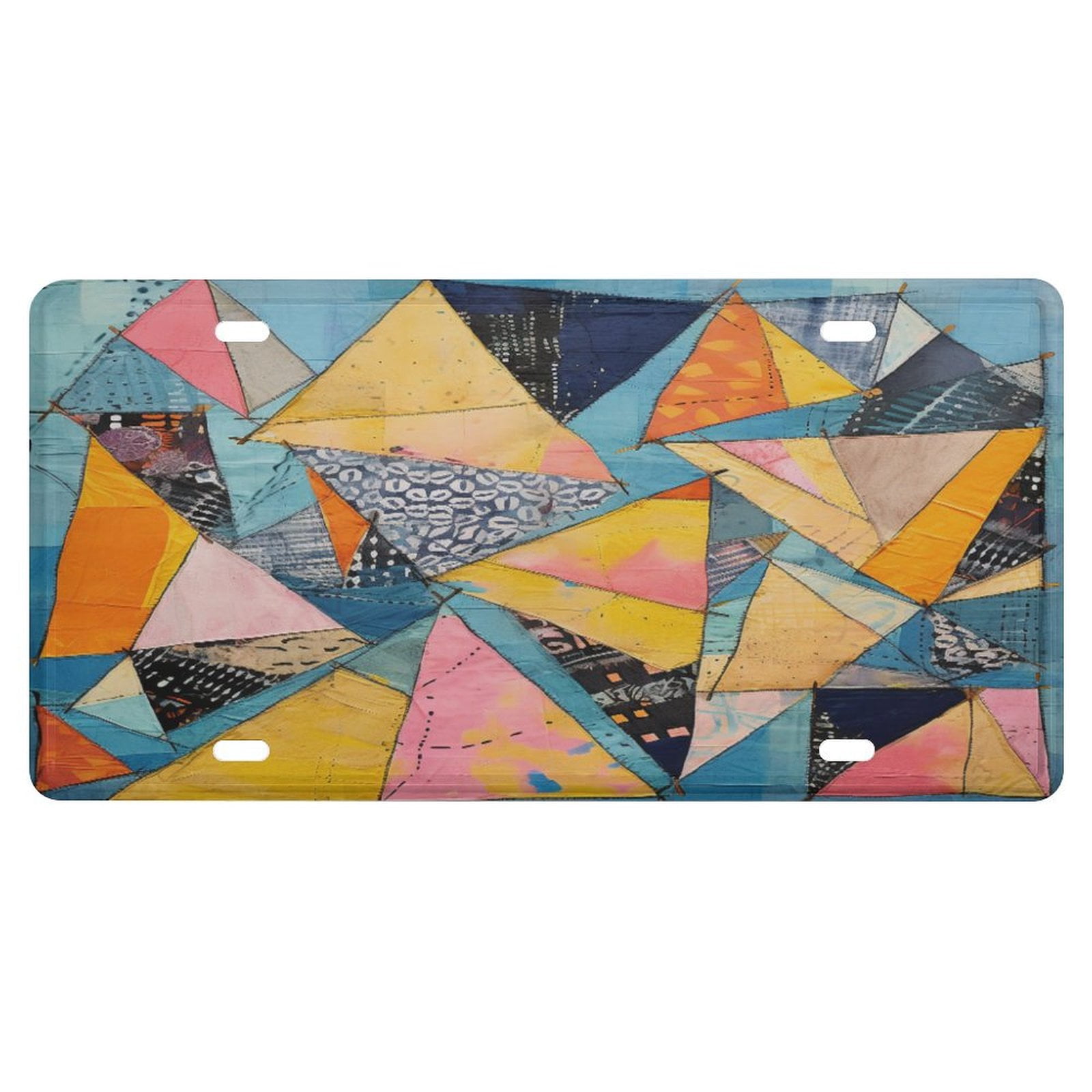 License Plate Covers Colourful, Blocky Triangles Patchwork for Your ...