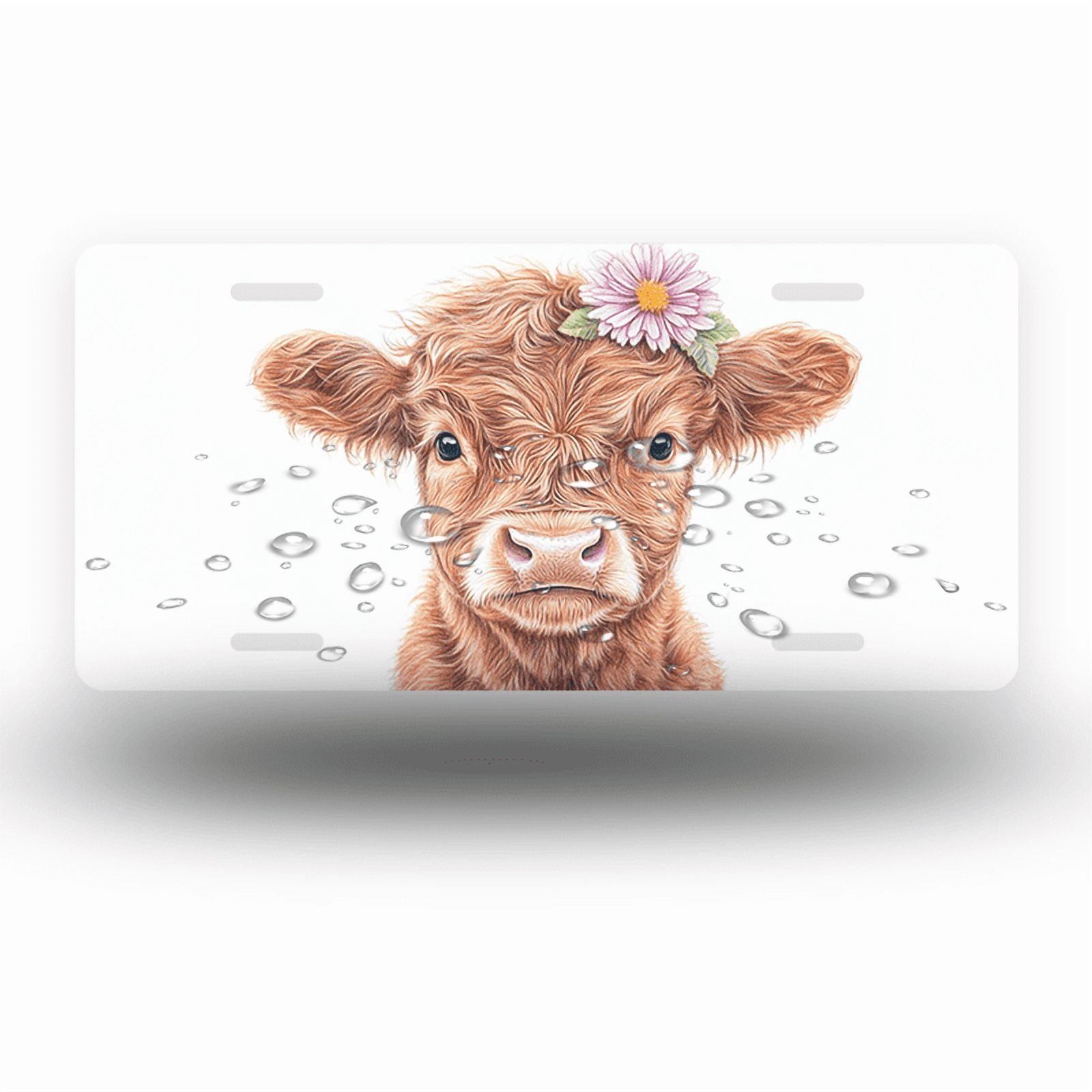 License Plate,Cow with Daisy on Head Decorative Front,Personalized ...