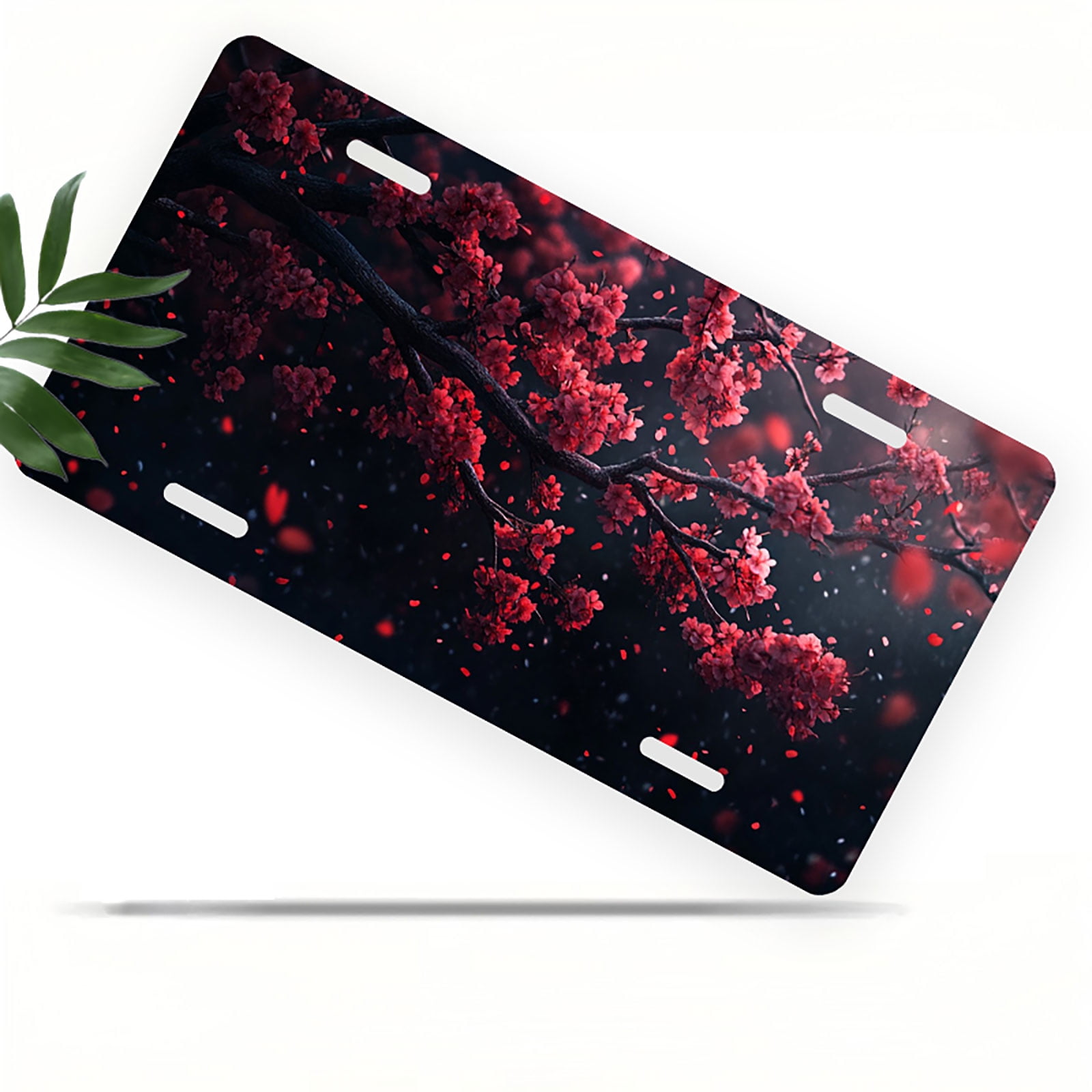 License Plate, Crimson Cherry Blossom Glow Decorative Front ...