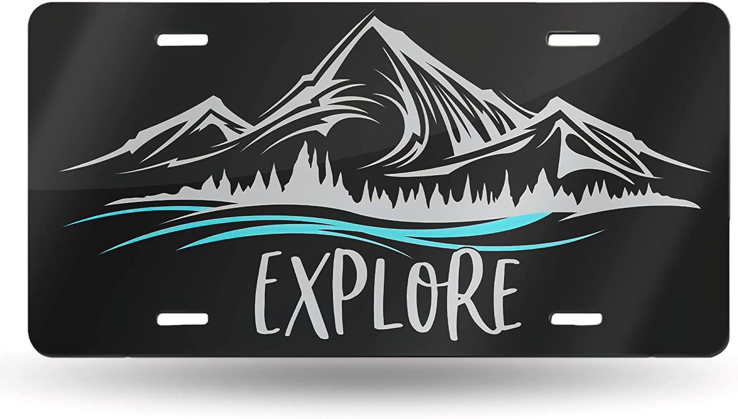 License Plate Explore Wander Wanderlust Mountains Decorative Car Front ...