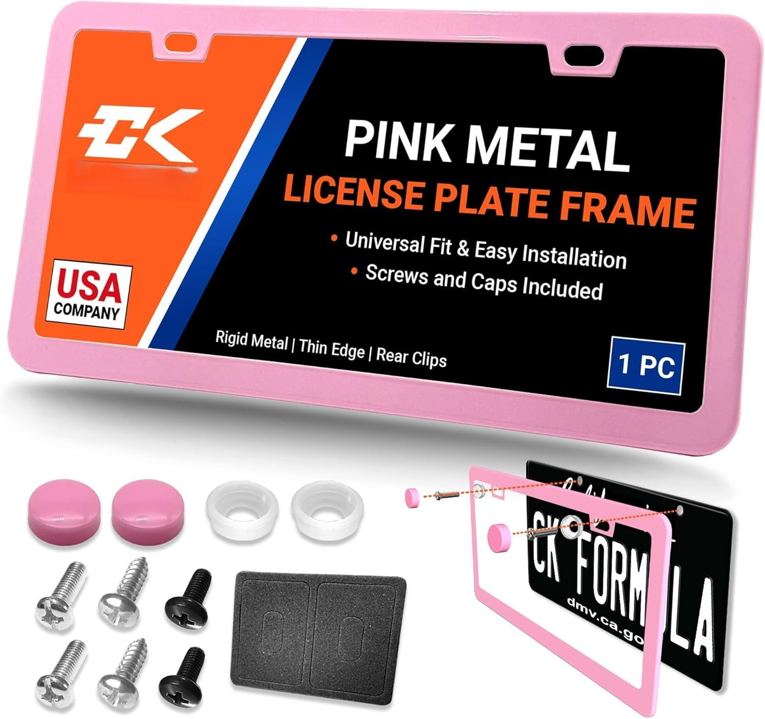 License Plate Frame 1-, Rust-Proof & Rattle-Proof Stainless , Street ...