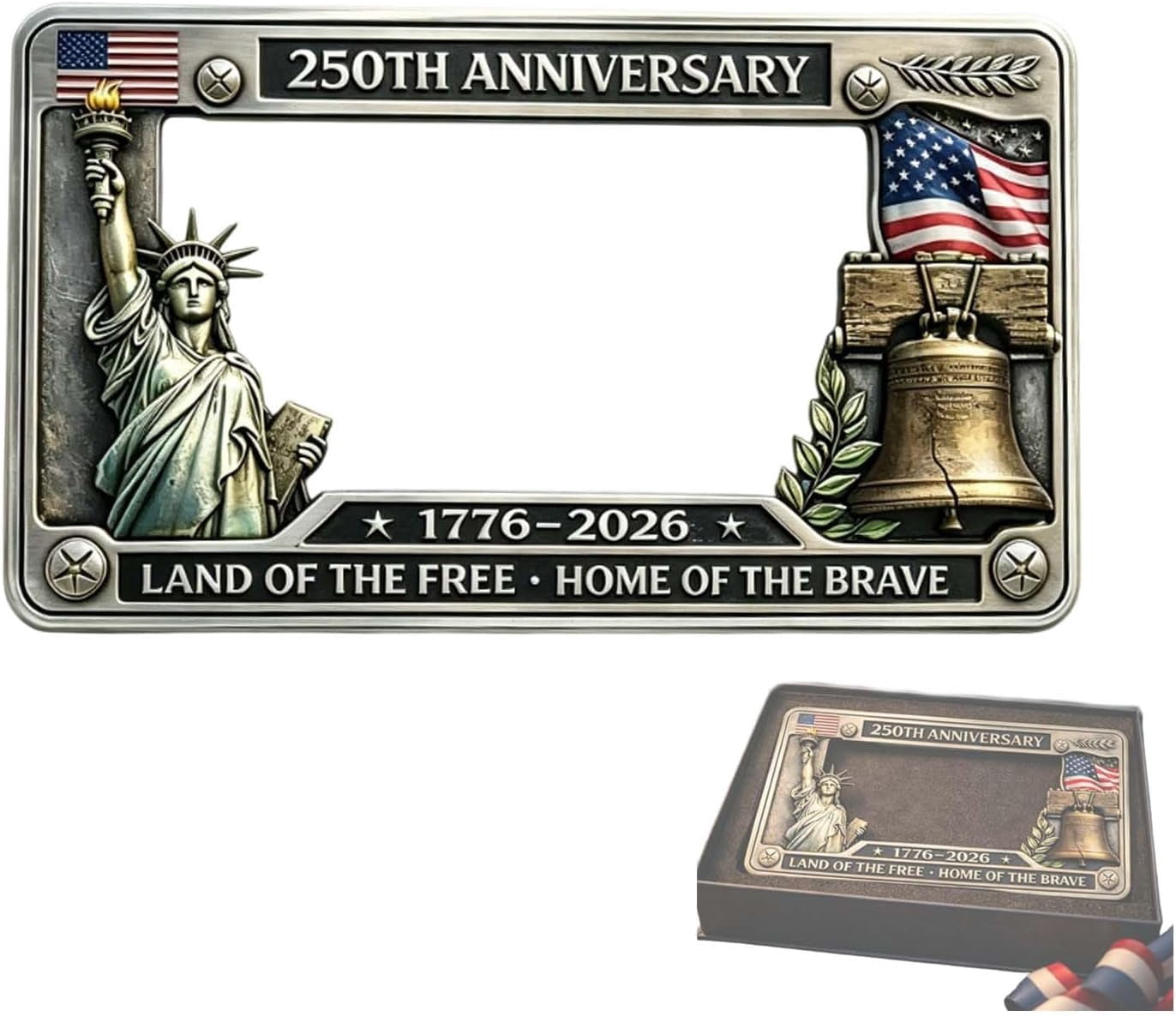 License Plate Frame 250th Anniversary Commemorative, Metal 1776-2026 ...