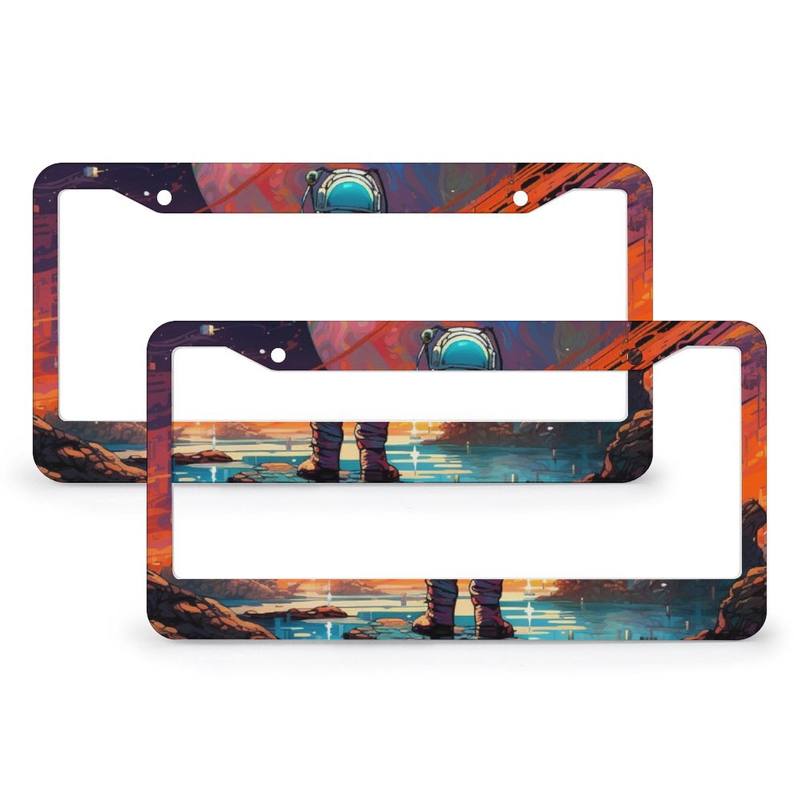 License Plate Frame Astronaut with Planets License Plate Frame License ...