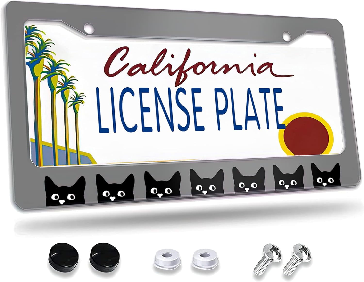 License Plate Frame,Black Cat License Plate Frames Decorative Car Tag ...