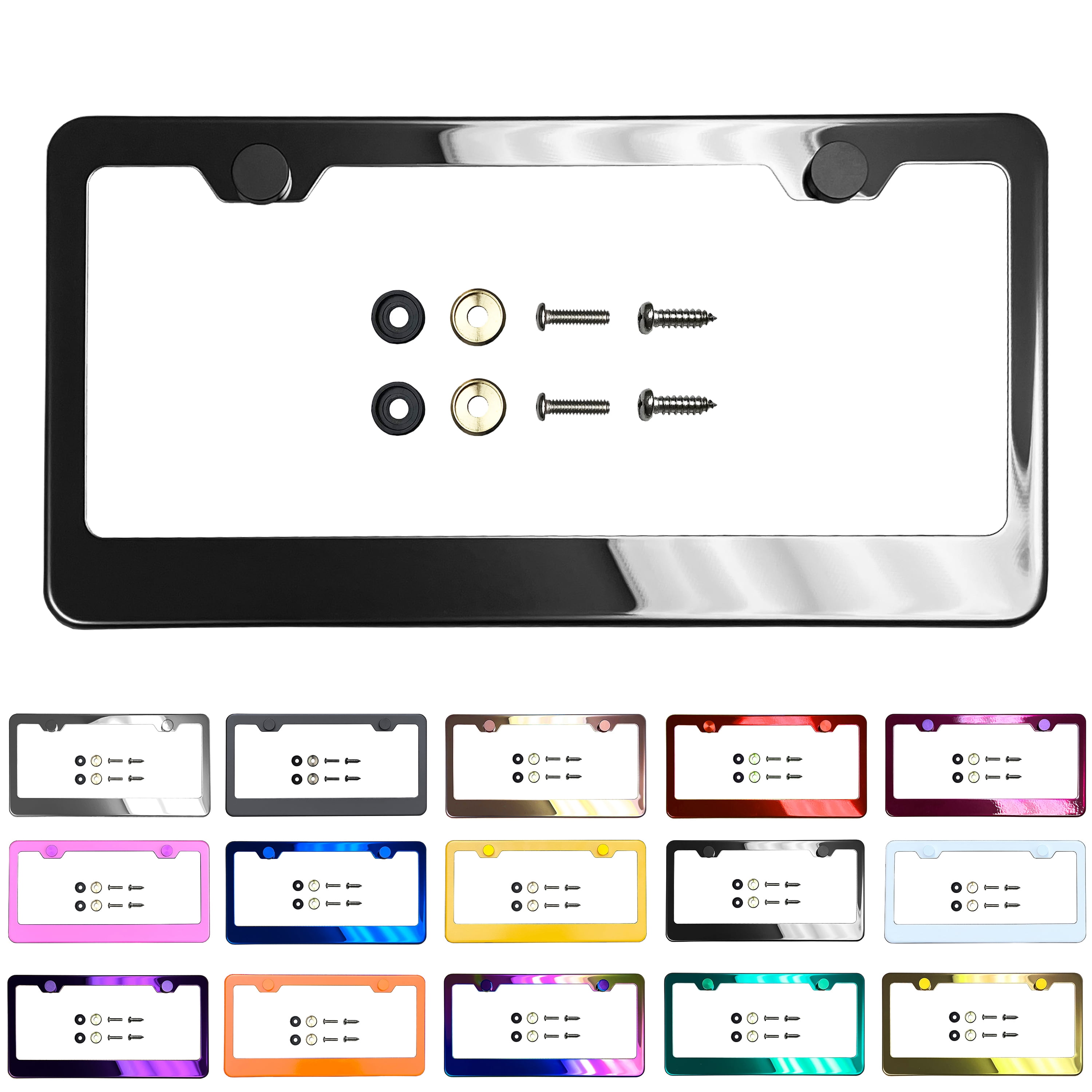 License Plate Frame Black Chrome Gun Metal Gray Electroplating ...