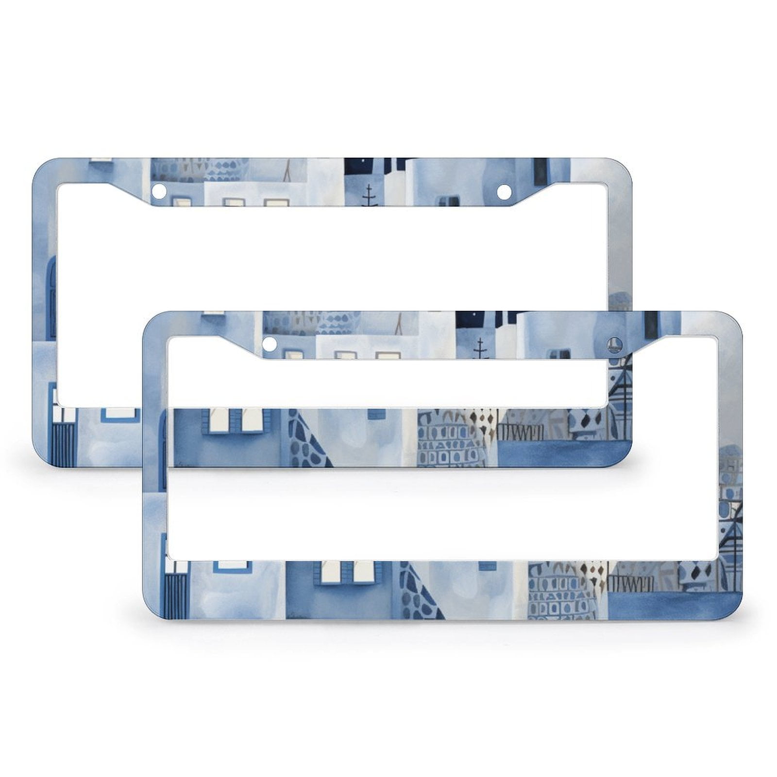 License Plate Frame Blue Houses At Night Licenses Plates Frames Front ...