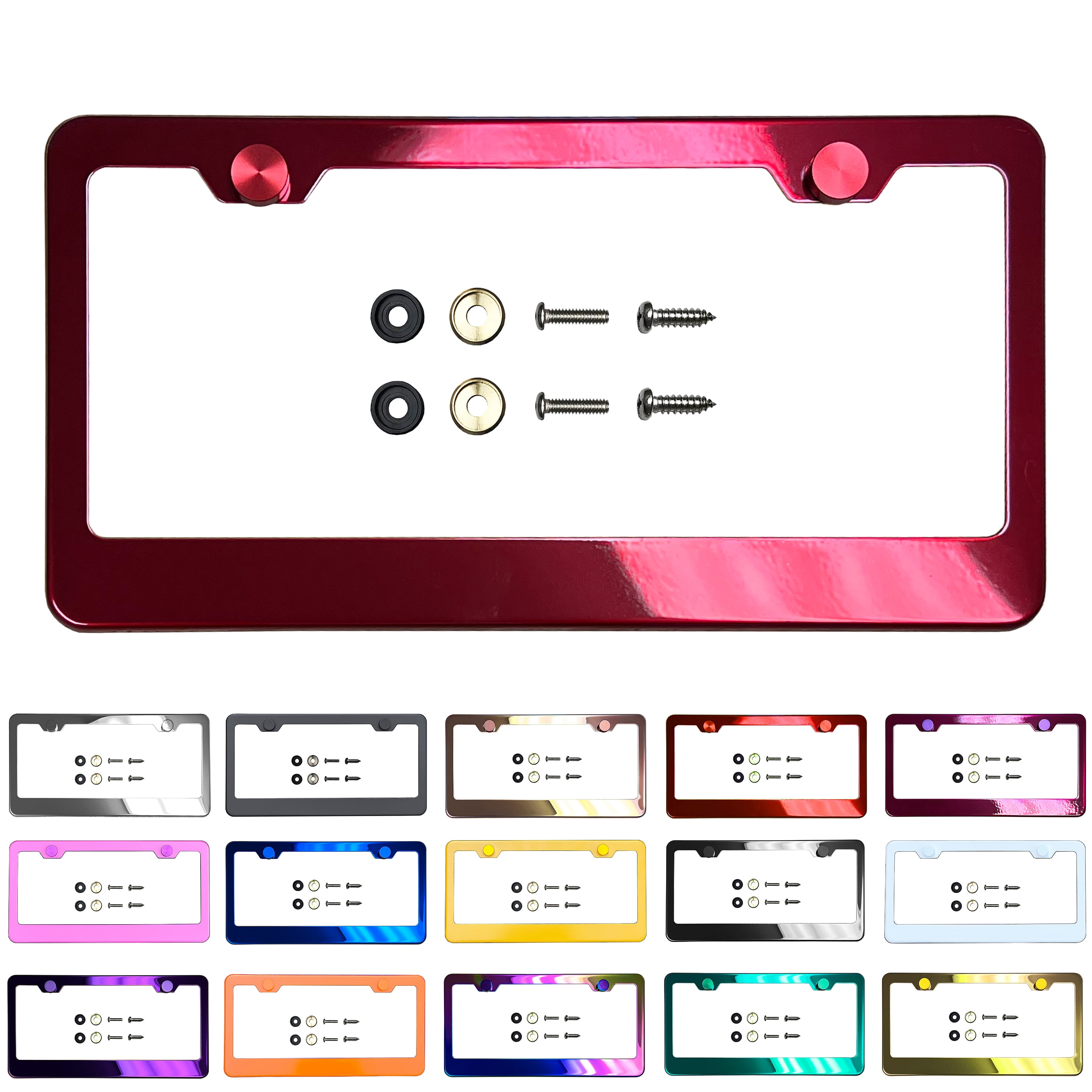 License Plate Frame Candy Red Powder Coated Universal Fit Aluminum ...