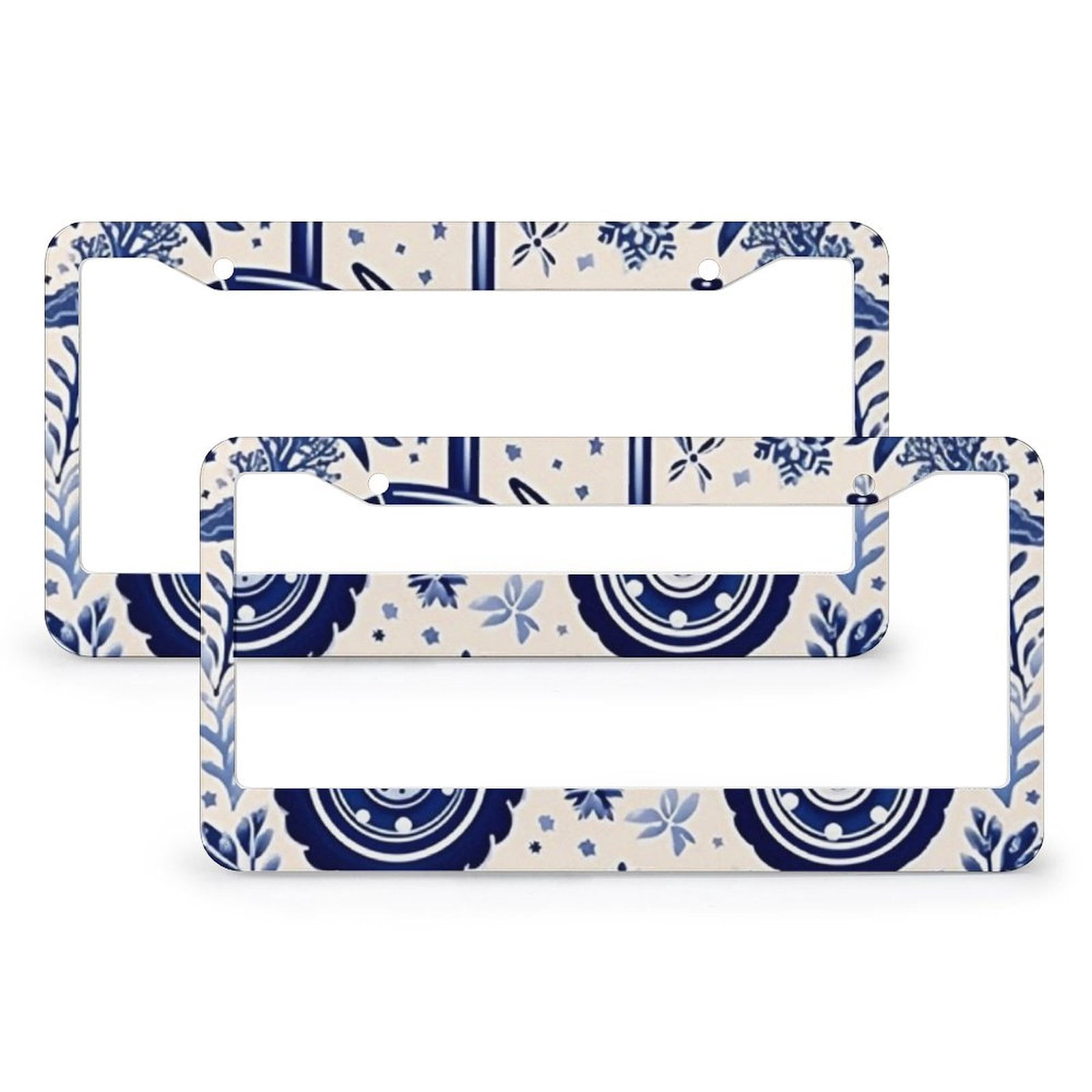 License Plate Frame Cartoon Christmas Blue Tractor Pattern License ...